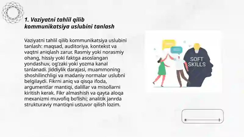 Soft Skills - Vaziyatni hisobga olgan holda nutq vositalarini tanlash