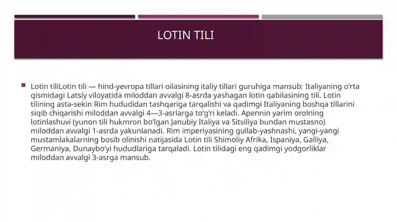 Lotin tili tarixi