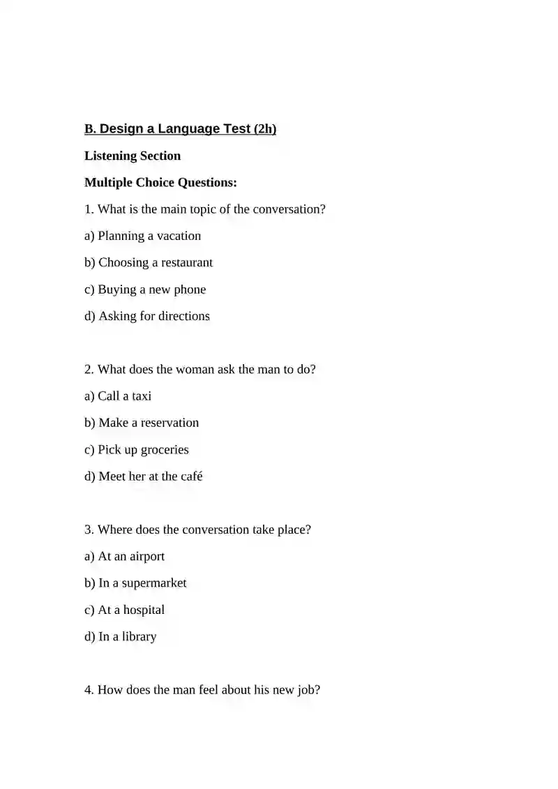 Principles of Language Assessment and Test Design