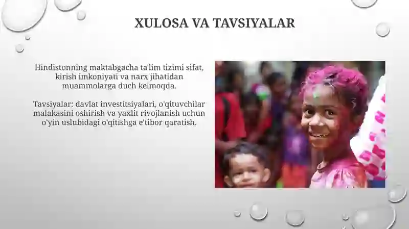 Hindiston maktabgacha taʼlim tizimi va qiyosiy tahlili