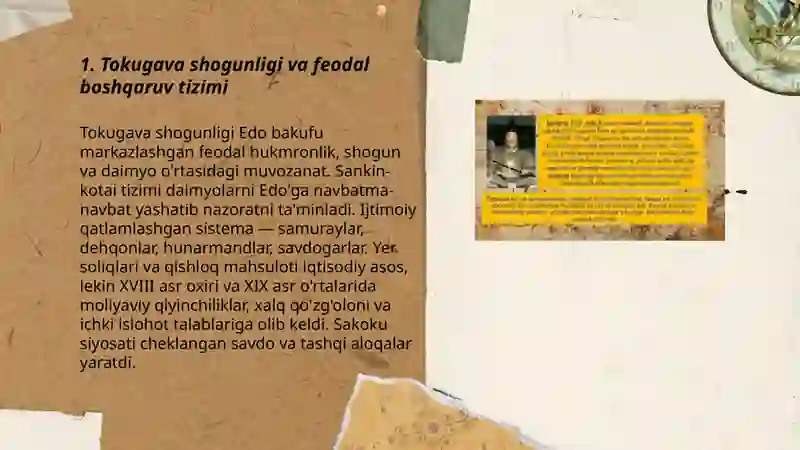 XVIII asrning II yarmi va XIX asrning 70-yillarida Yaponiyaning siyosiy ...