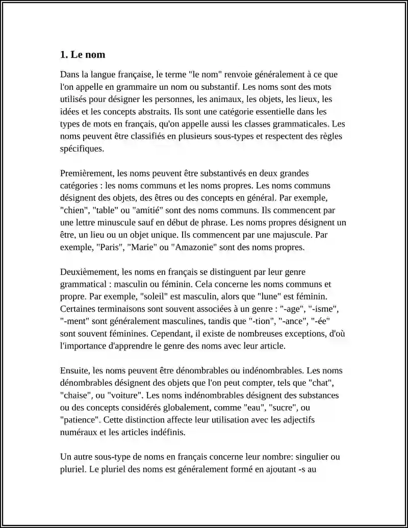TYPES DE MOTS EN FRANCAIS