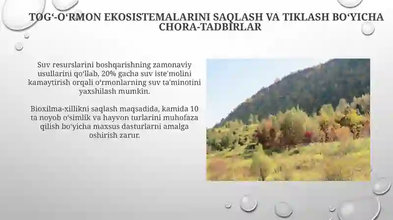 Oʼzbekistonning togʼ-oʼrmon ekotizimlarining antropogen omillar ...