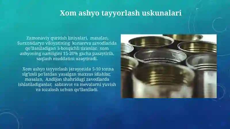 Konserva korxonalari asosiy qurilmalari