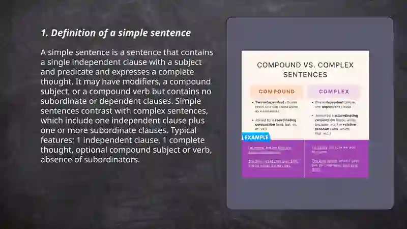 Definition of Syntax: Simple vs. Complex Sentences