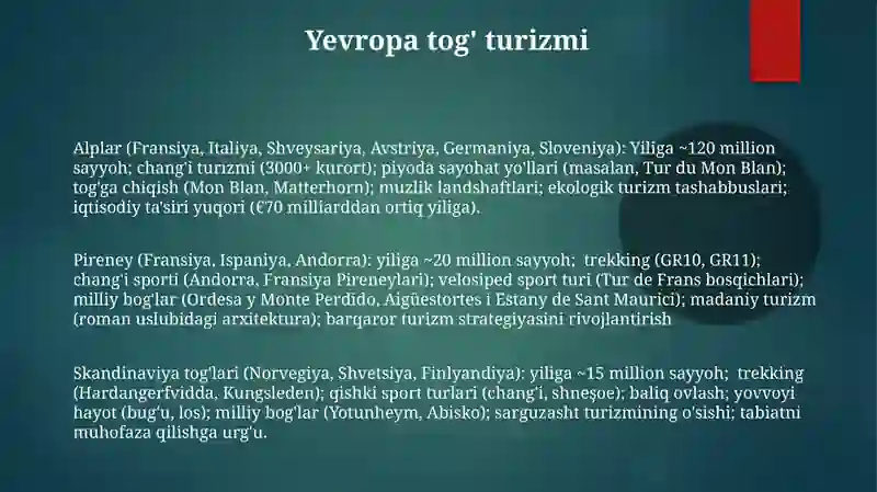 Yevropa mamlakatlari turizm geografiyasi