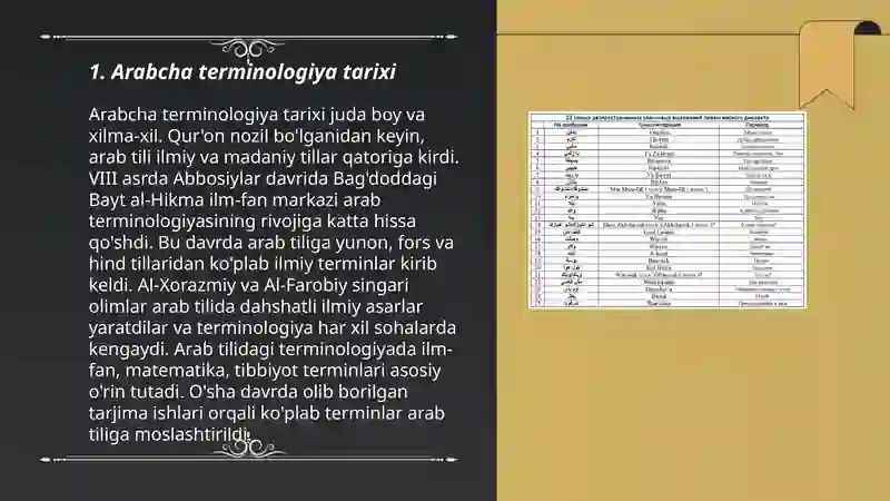 Arabcha terminlar haqida