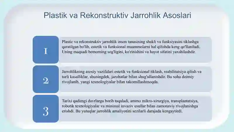 Plastik va Rekonstruktiv Jarrohlik Asoslari