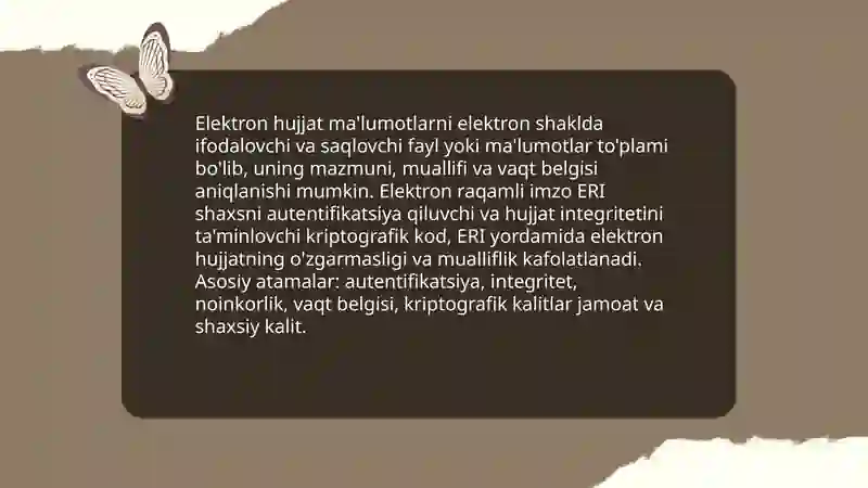 Elektron hujjatlar aylanishi tizimi va elektron raqamli imzo haqida ...