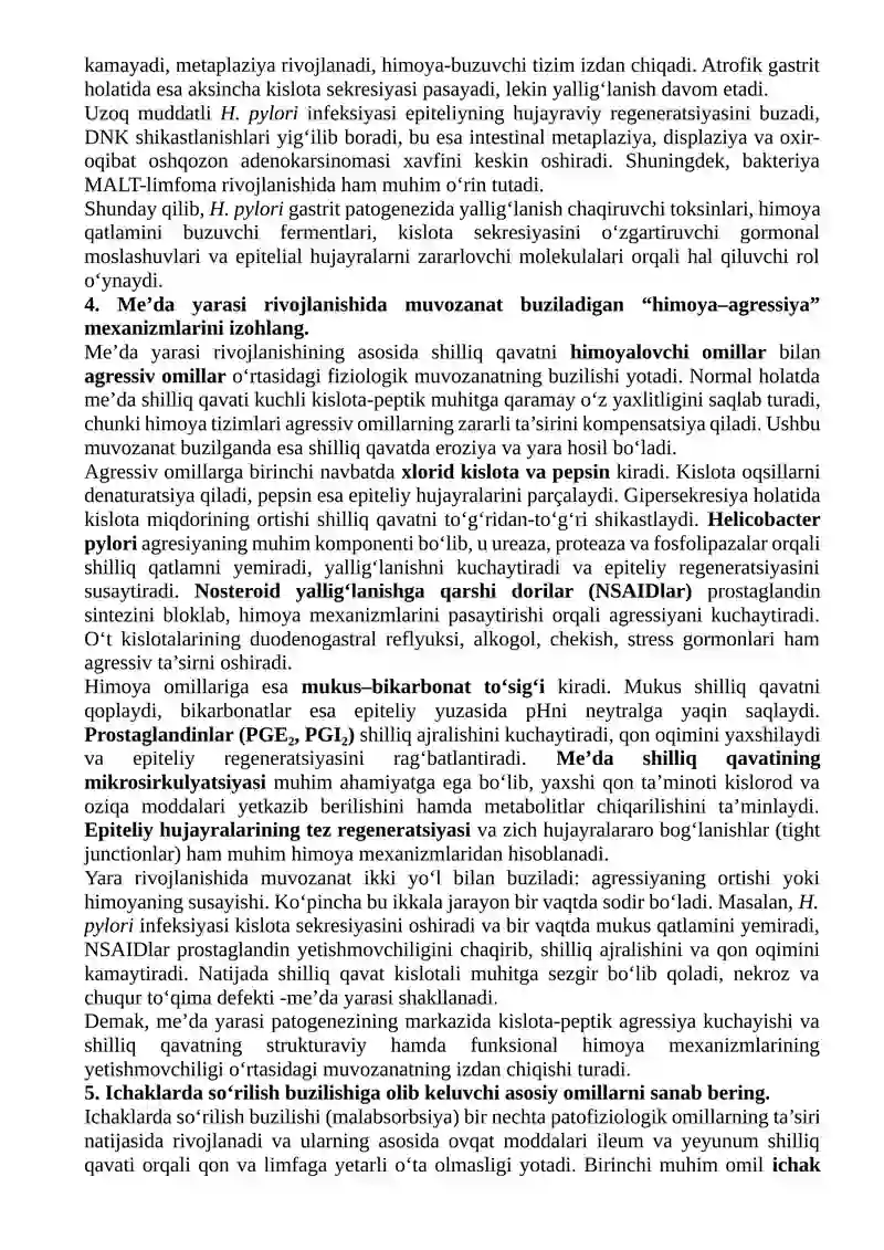 Patalogik Fiziologiya Fanidan 3-kurs V smestir oraliq nazorat ...