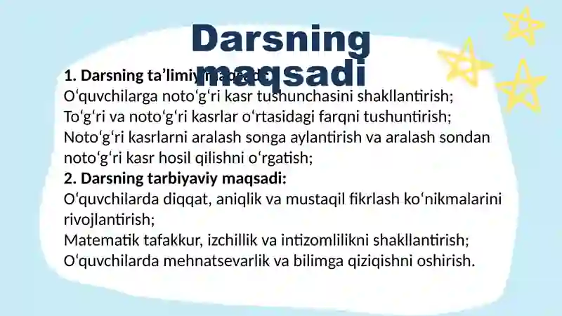 Notoʻgʻri kasrlar surati va maxraji