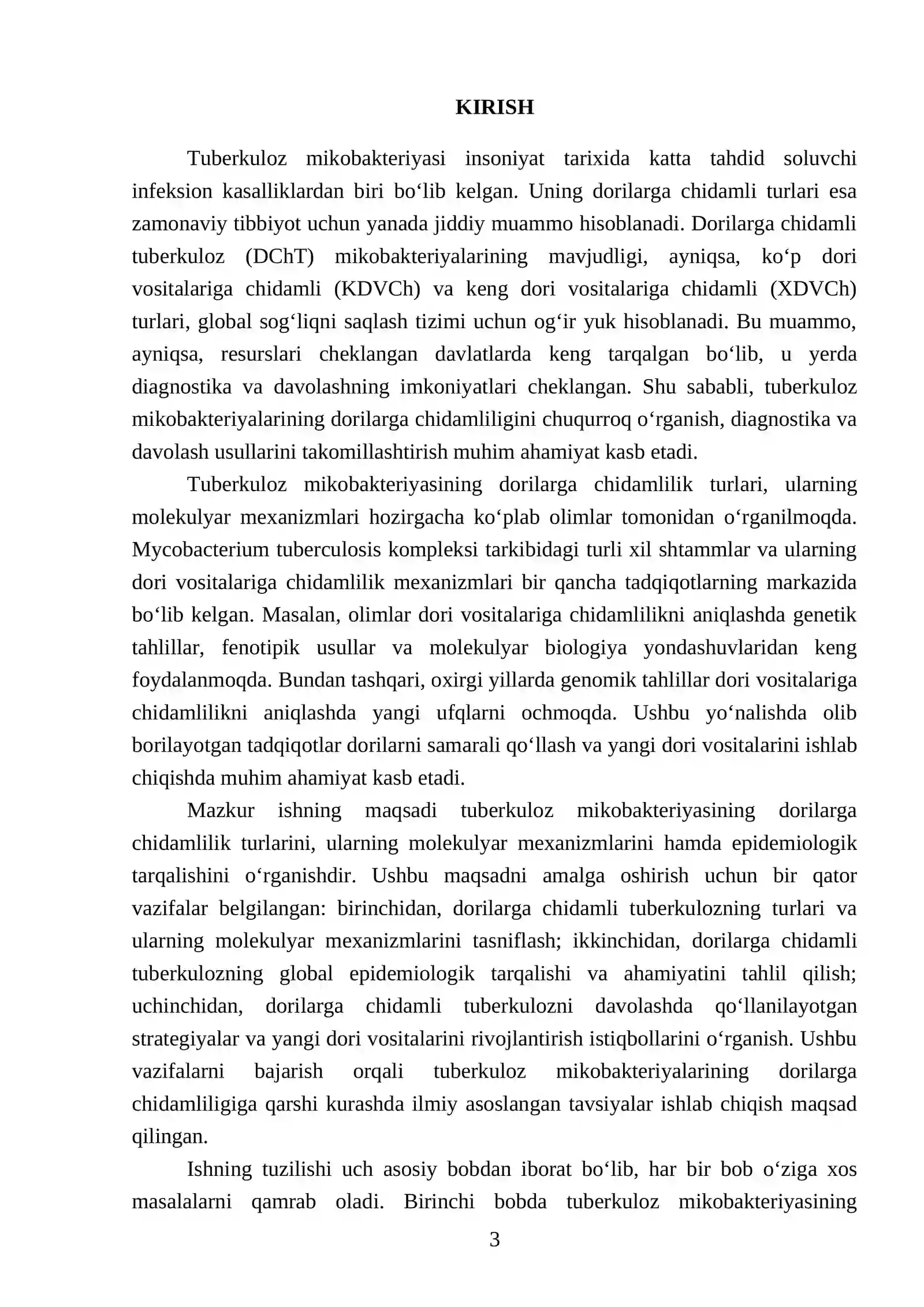 Tuberkuloz mikobakteriyasini dorilarga chidamlilik turi, 2025-2026 o ...