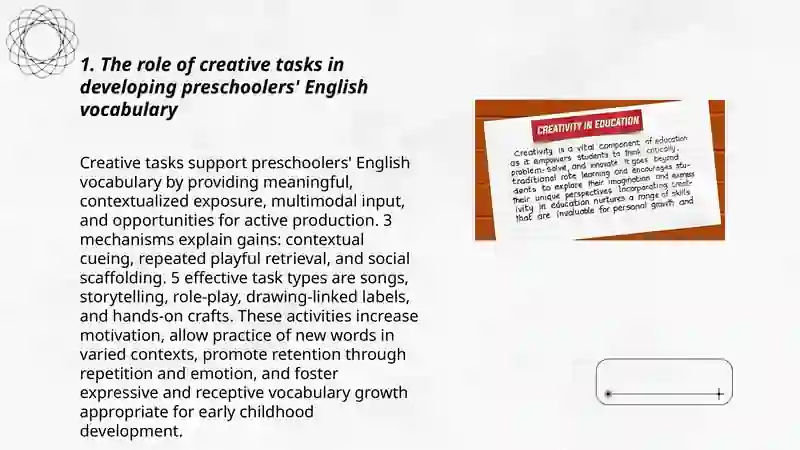 The importance of creative tasks for preschool children in learning English