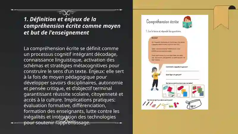 Comprehension écrite comme le moyen et le but de l'enseignement