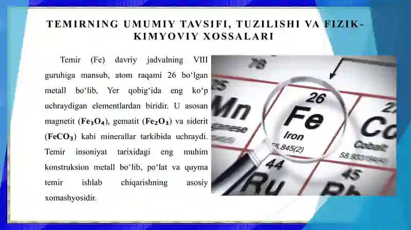 TEMIR VA TEMIR OKSIDLARINING XOSSALARI