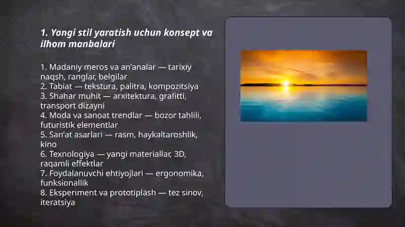 Yangi stil yaratish