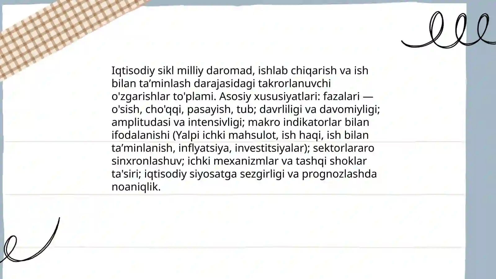 Iqtisodiy rivojlanishning siklligi va iqtisodiy sikl nazariyalari