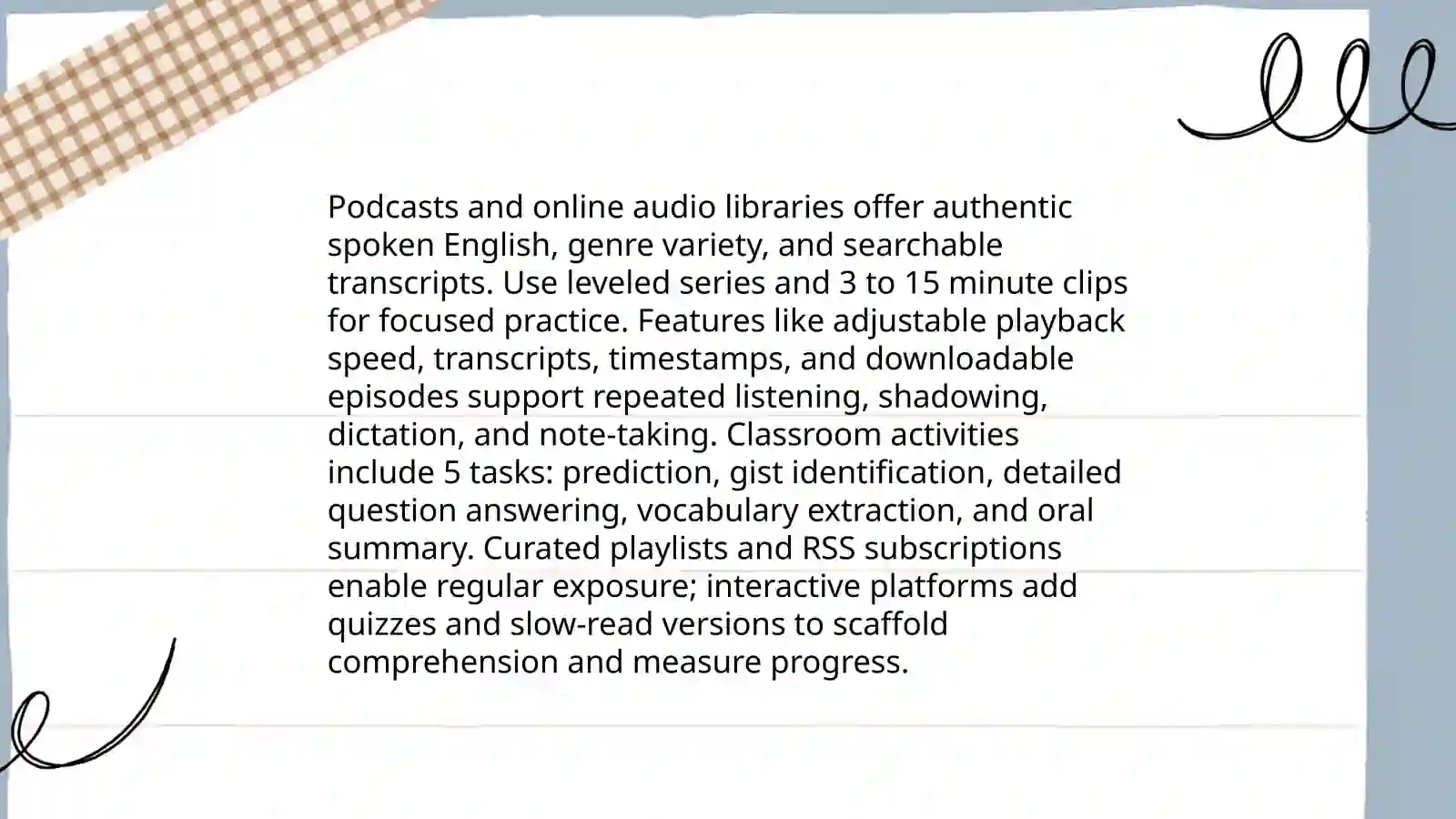 Developing Listening & Speaking Skills with Web Tools