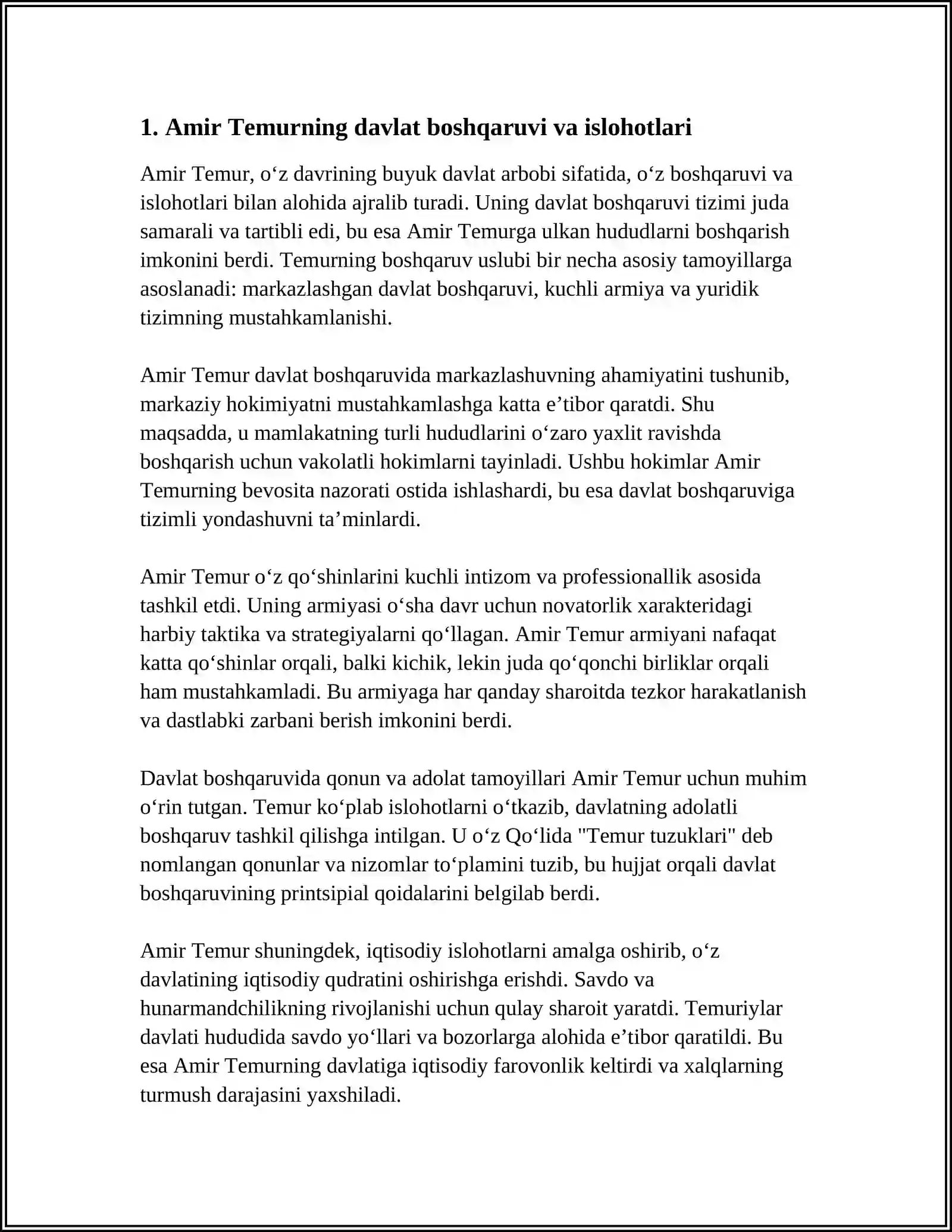 AMIR TEMUR BUYUK DAVLAT ARBOBI.MIRZO ULUGʻBEK DAVLAT ARBOBI VA BUYUK OLIM