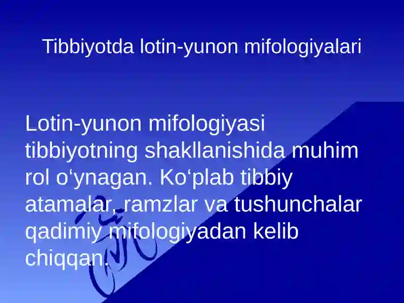 Tibbiyotda lotin - yunon mifologiyalari Yunon-lotin epigrammalarida ...