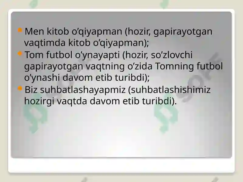 Hozirgidavomli zamon