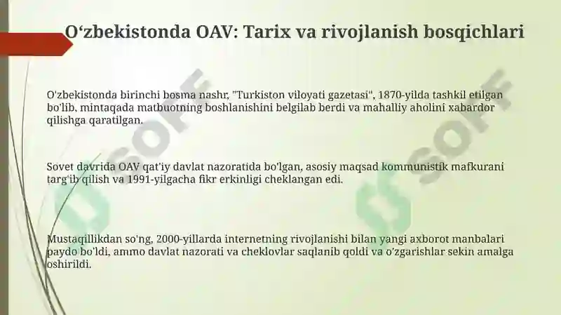 Oʻzbekiston OAV: Tarix, Qonunchilik va Davlat Siyosati
