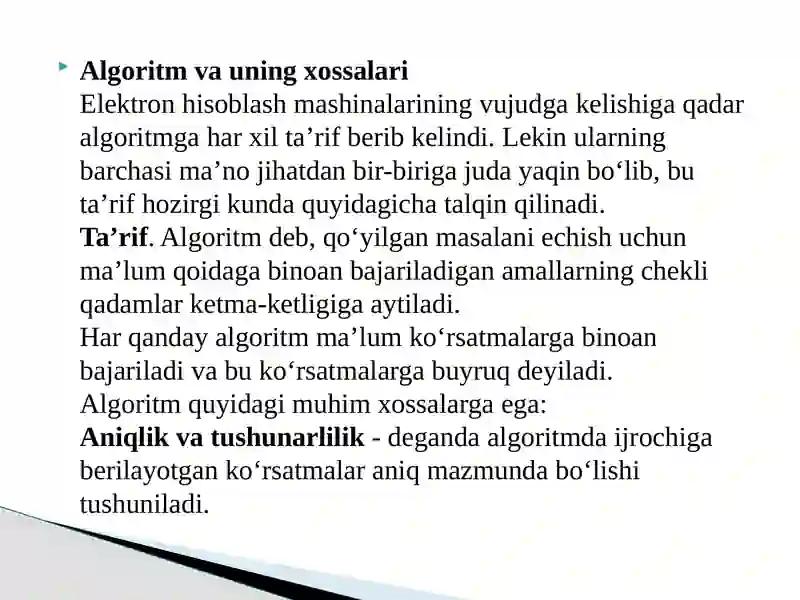 Algoritmlash usullari