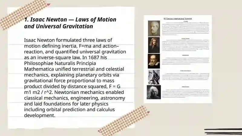 Isaac Newton — Laws of Motion and Universal Gravitation