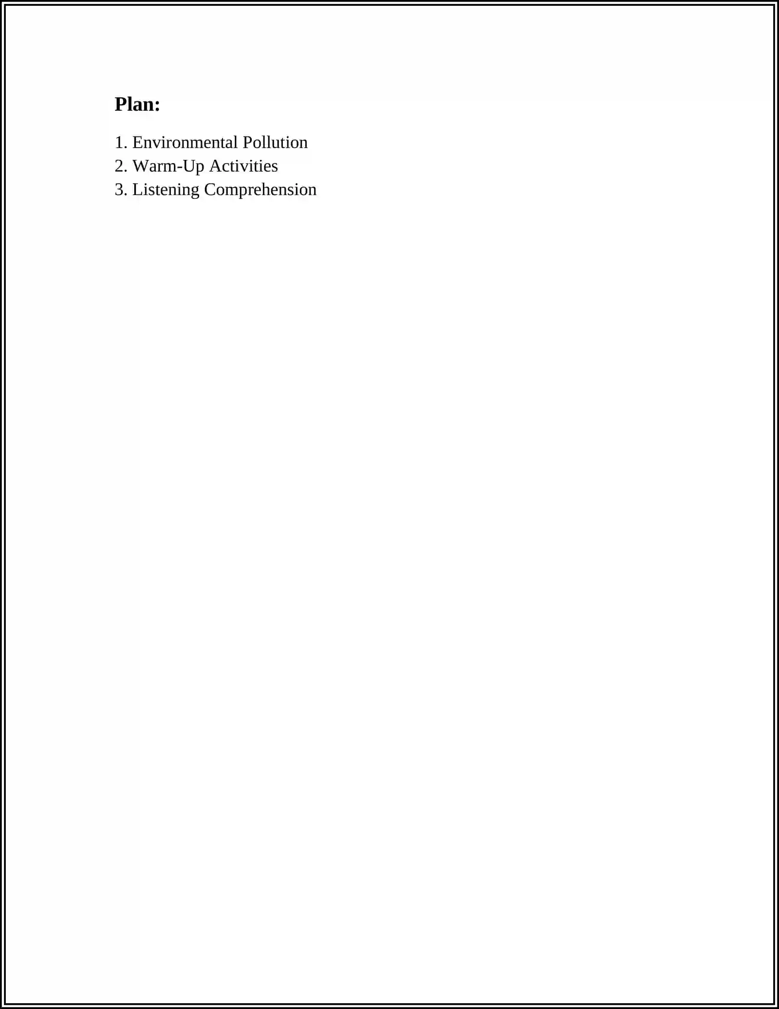 Environmental Pollution Lesson Plan