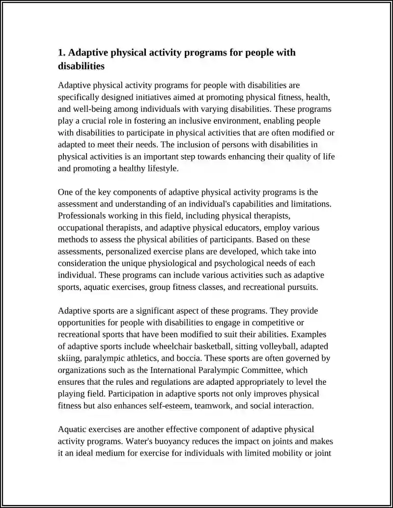 Adaptive physical activity programs for people with disabilities