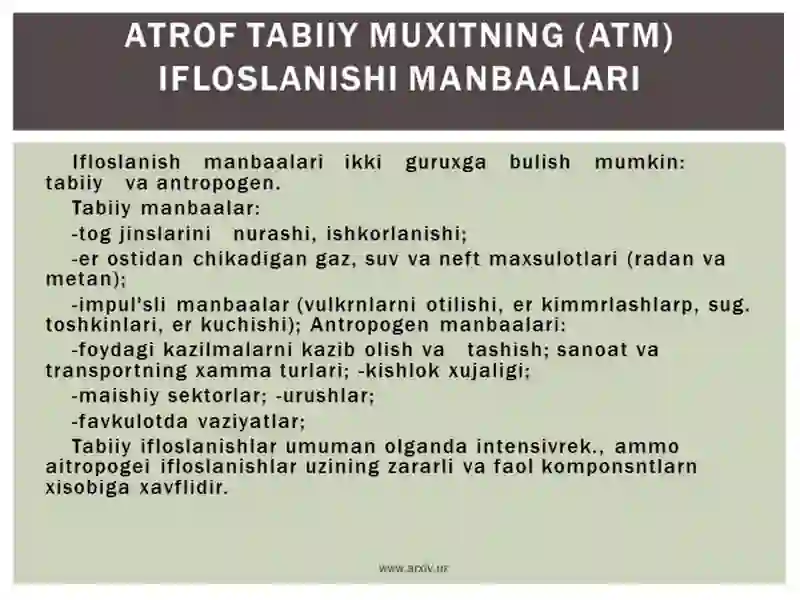 ANTROPOGEN OMILLARNING TUPROQ MIKROORGANIZMLARIGA TA’SIRI