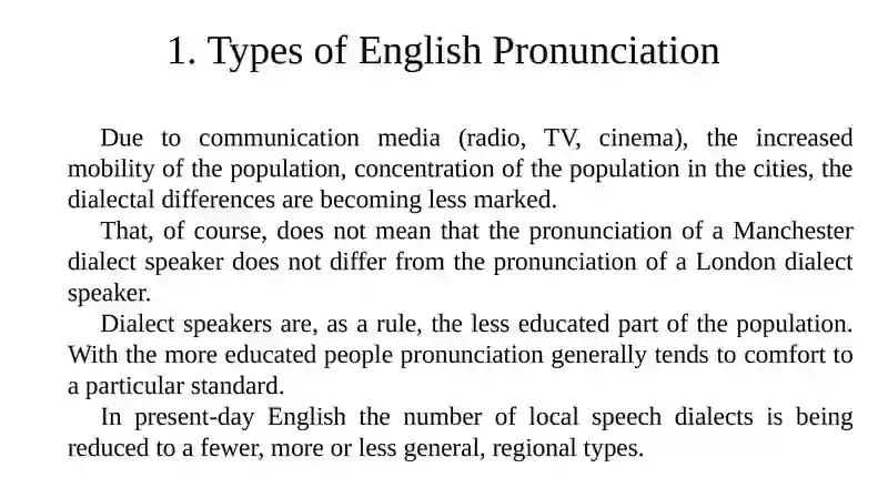 Types of English Pronunciation