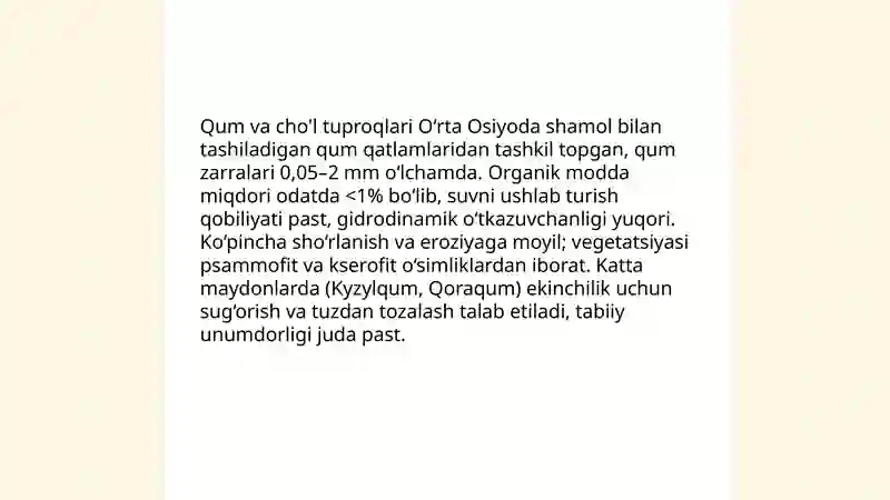 O'rta Osiyo tuproqlari