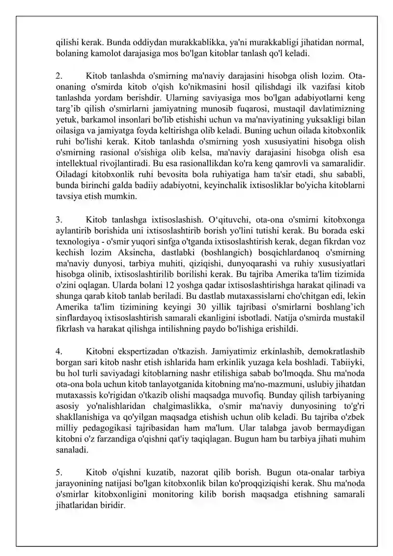 Yoshlarda kitob o‘qish madaniyatining maqsad va vazifalari