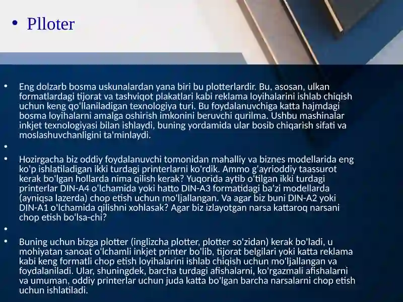 Printer va ularning turlari