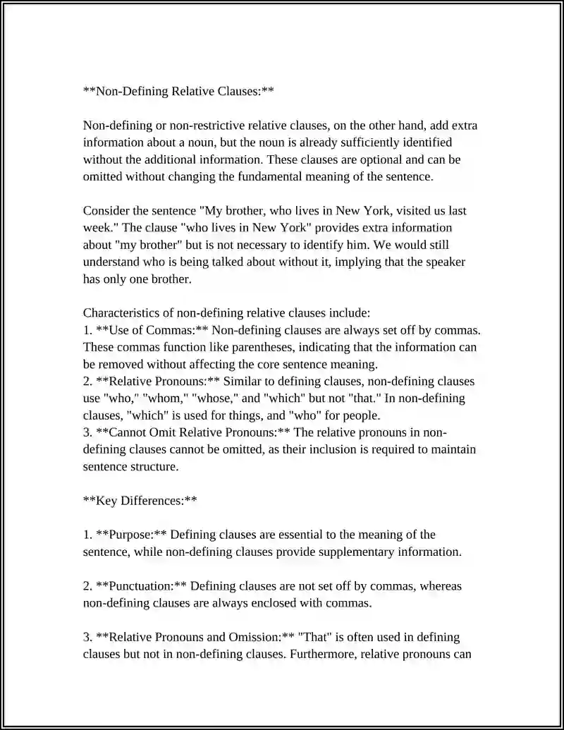 Defining (Restrictive) vs Non-Defining (Non-Restrictive) Relative ...