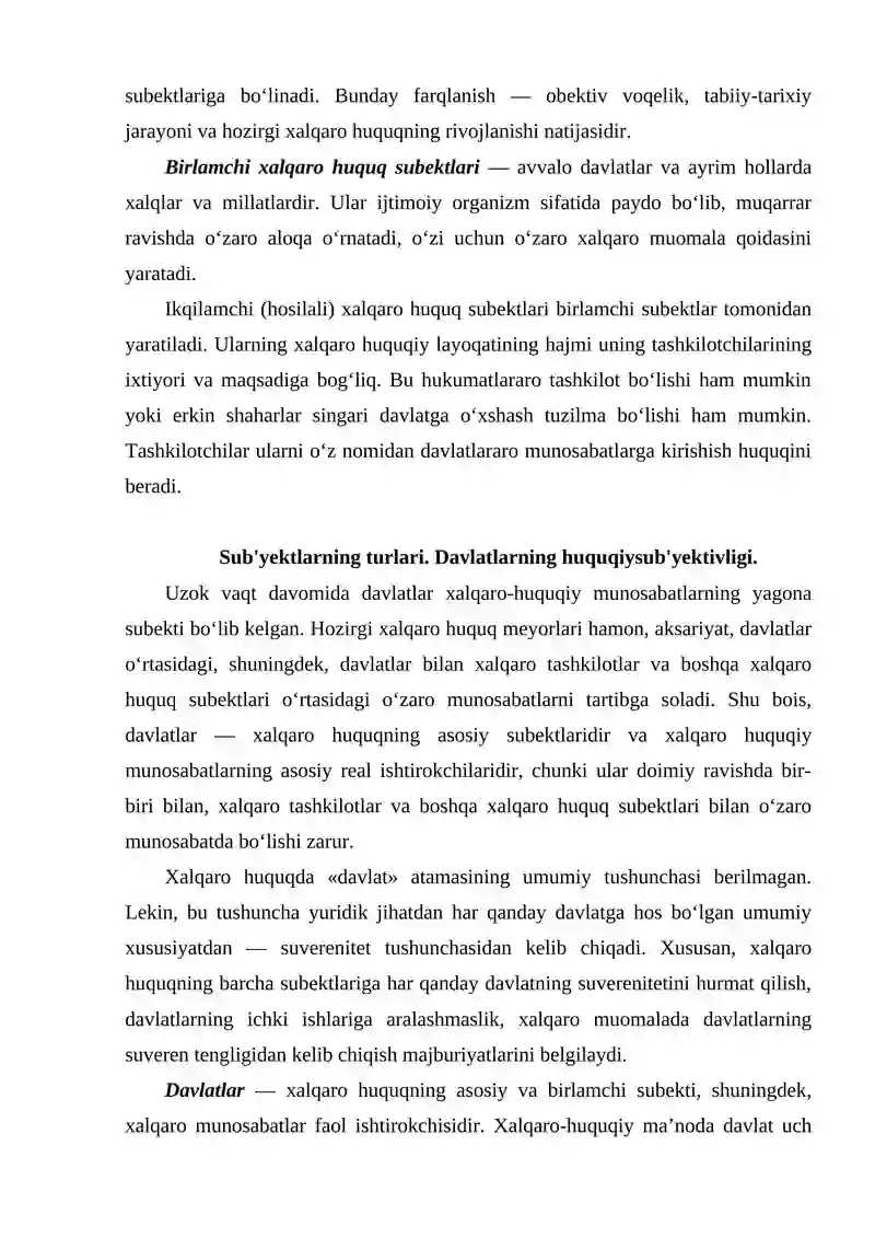 Hozirgi zamon Xalqaro huquqi sub'yektlari