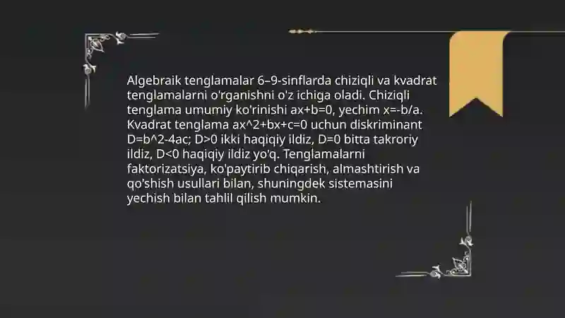 6-9-sinflar uchun Matematika: sonlar va ifodalar