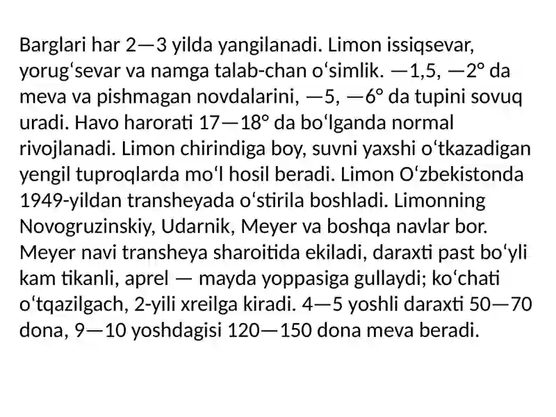 Limon koʻchatini yetishtirish