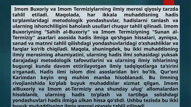 Imom Buxoriy va Imom Termiziyning hadisilmi