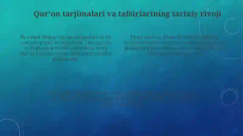 Mustaqillikyillarida Qur'onning o'zbek tiliga tarjima va tafsirlari