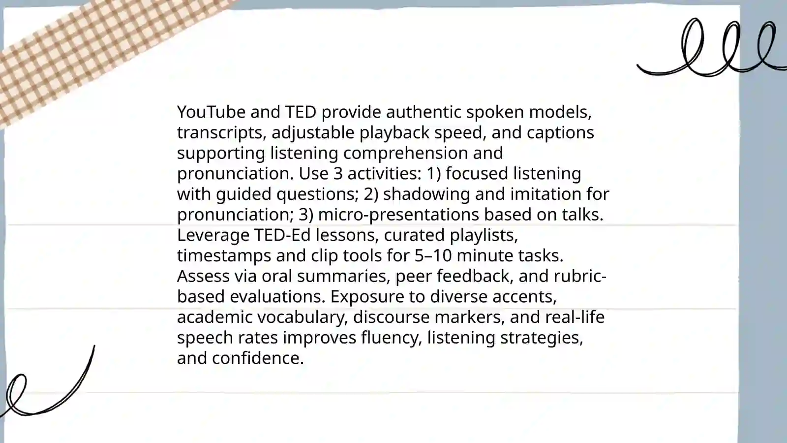 Developing Listening & Speaking Skills with Web Tools