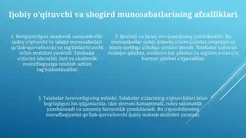 Boshlang‘Ich Ta‘Limda O‘Qituvchi Va O‘Quvchi Munosabatlarini Yaxshilash ...