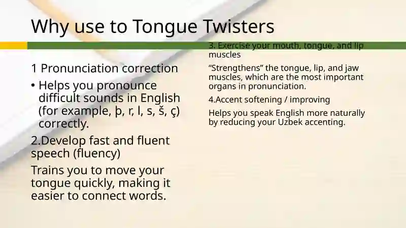 50 Tongue Twisters to improve pronunciation in English