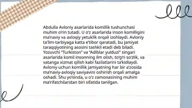Abdulla Avloniyning komil inson haqidagi qarashlari