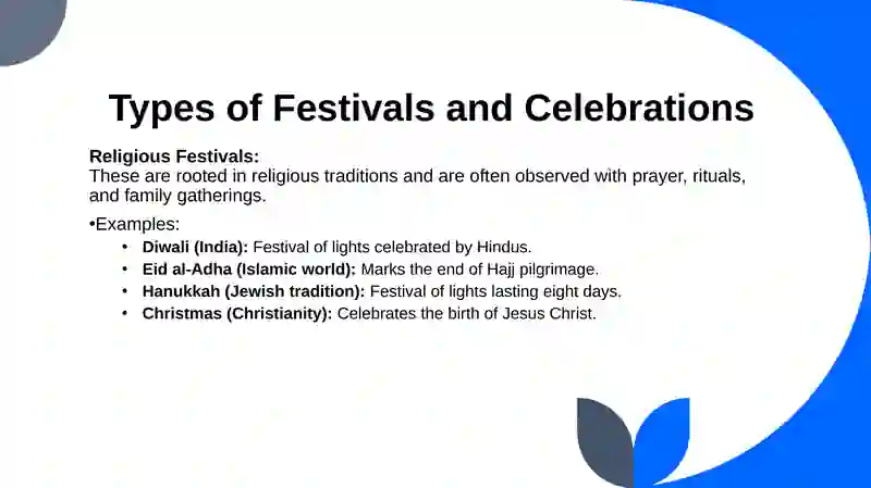 Festivals and celebrations