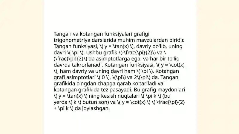 Sinus va kosinus funksiyalari grafigi