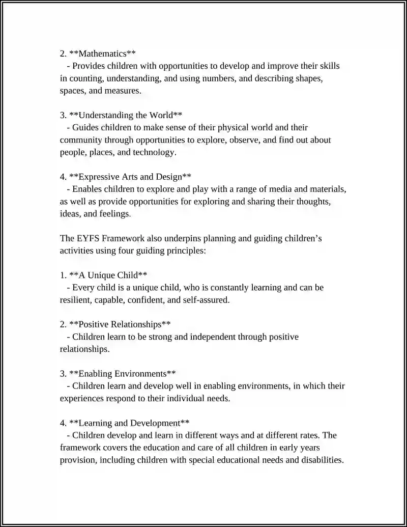 Early Years Foundation Stage (EYFS) Framework