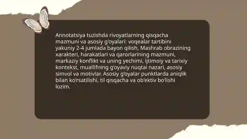 Qissasi Mashrab da mashrab shaxsini yorutuvchi rivoyatlarning ...