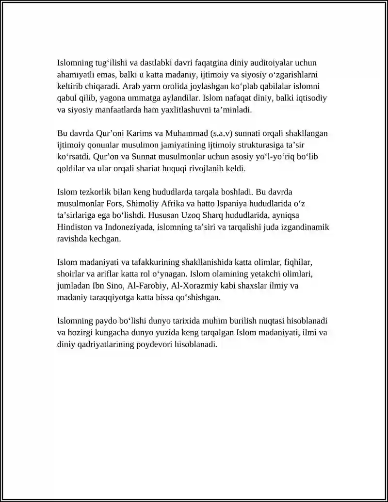 ABDURAUF FITRATNING “ MUXTASAR ISLOM TARIXI “ RISOLASI